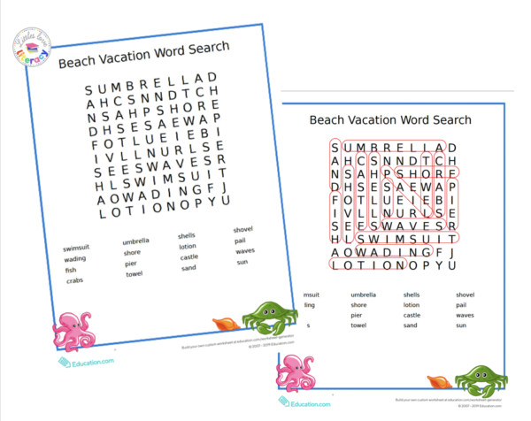 FREE BEACH WORD SEARCH FOR KIDS - Littles Love Learning