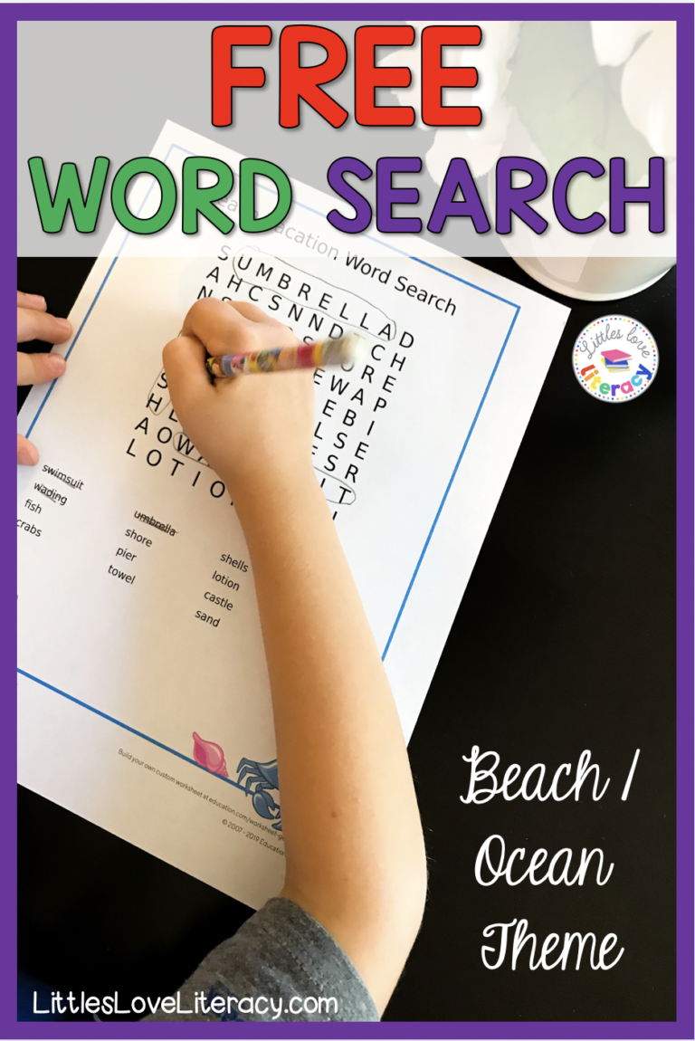 FREE BEACH WORD SEARCH FOR KIDS - Littles Love Learning