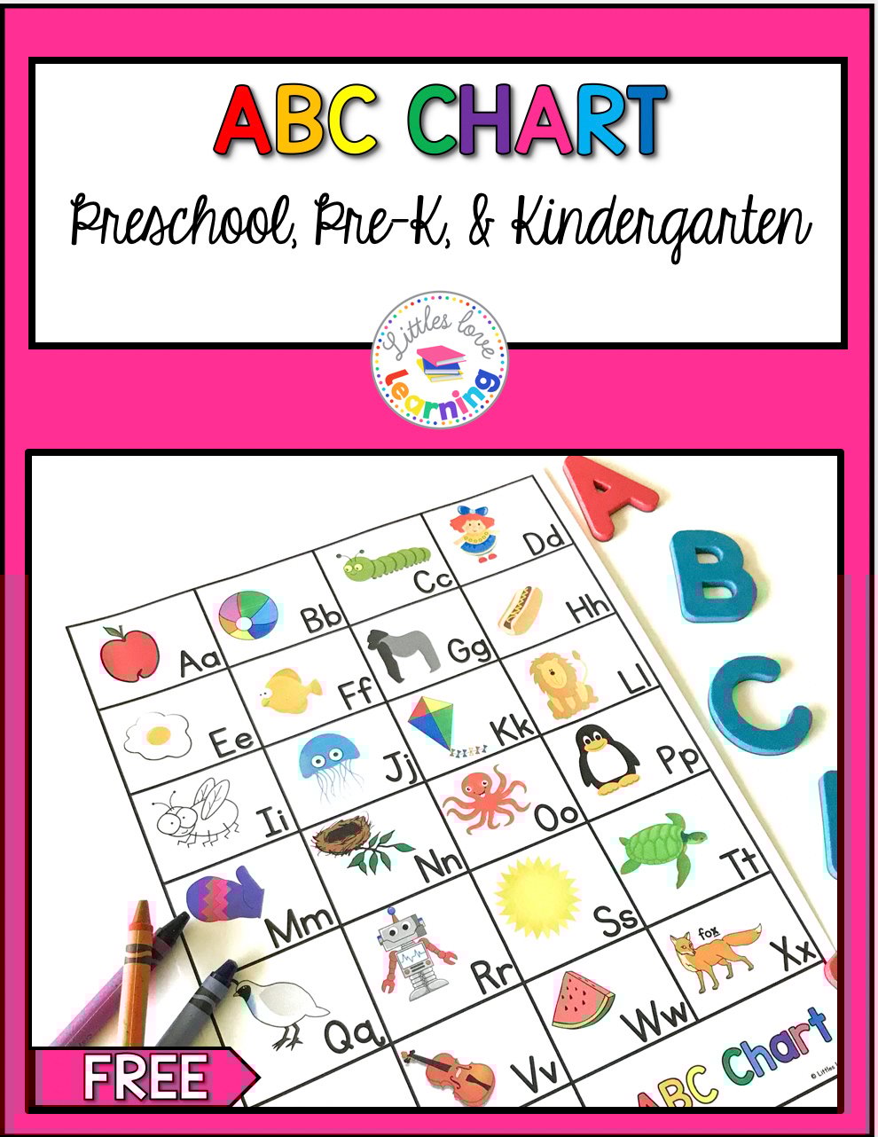 FREE Preschool & Kindergarten ABC Flashcards & Printable Chart