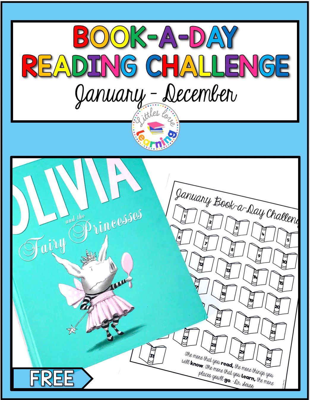 Free Book-a-Day Reading Challenge for Kids - Littles Love Learning