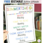 FREE & EDITABLE Printable Summer Schedule for Kids