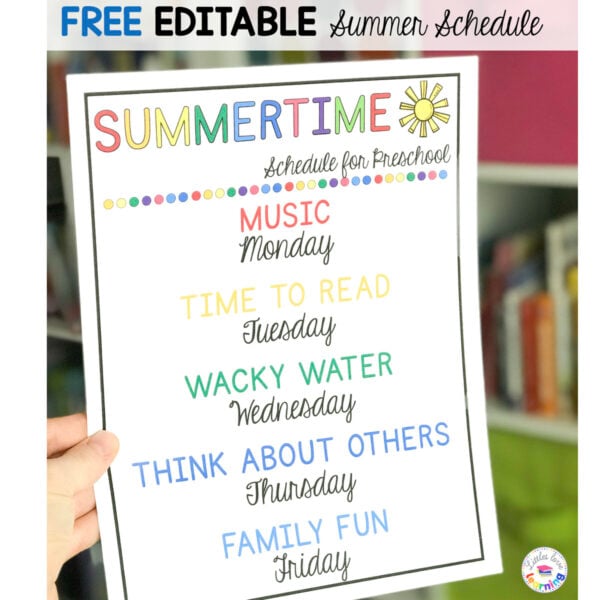 FREE & EDITABLE Printable Summer Schedule for Kids