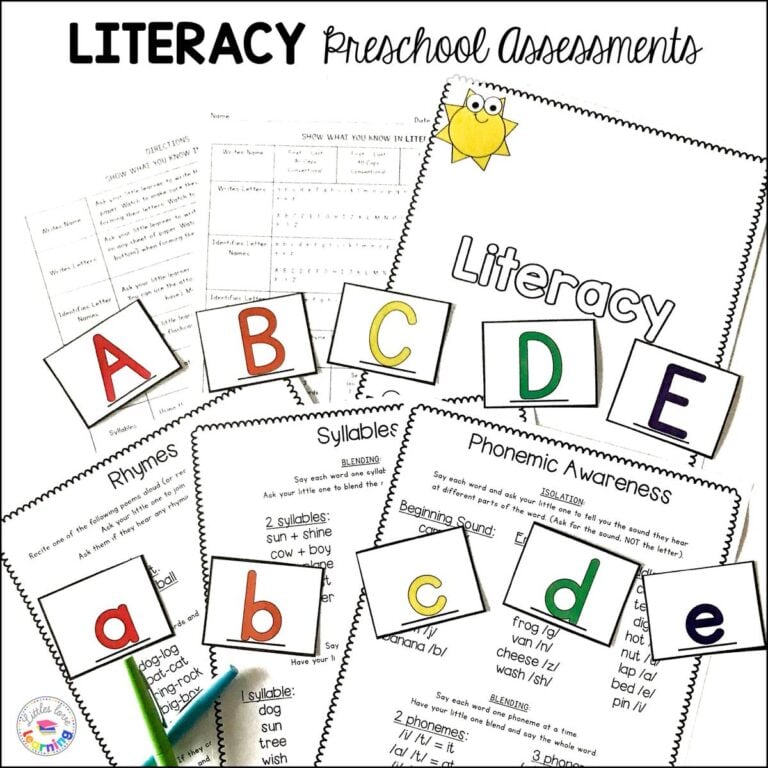 Printable Preschool & Pre-K Assessment Pack (Standards-Based)