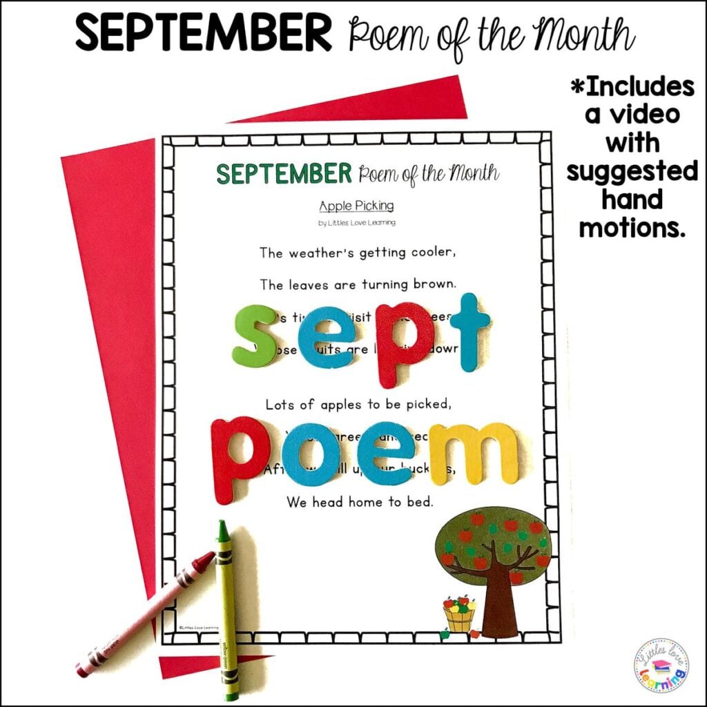 Poem of the Month Printables for Preschool, Pre-K, & Kindergarten