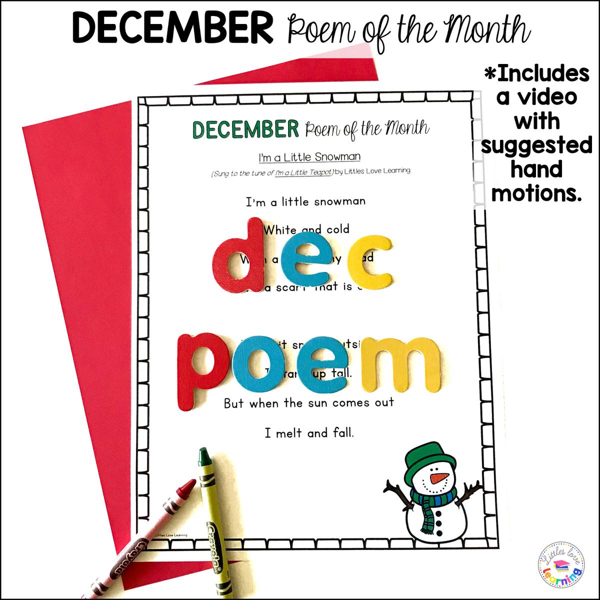 Poem of the Month Printables for Preschool, Pre-K, & Kindergarten