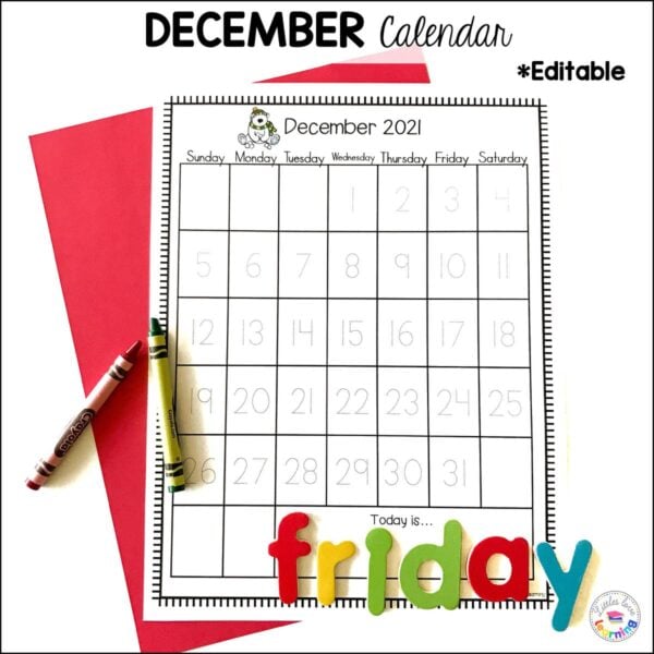 Editable Monthly Calendars for Preschool & Kindergarten