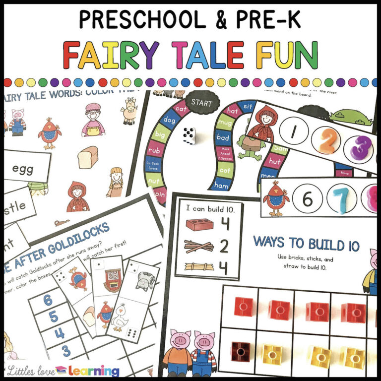 Magical Fairy Tale Activities for Preschool Math & Literacy Printables