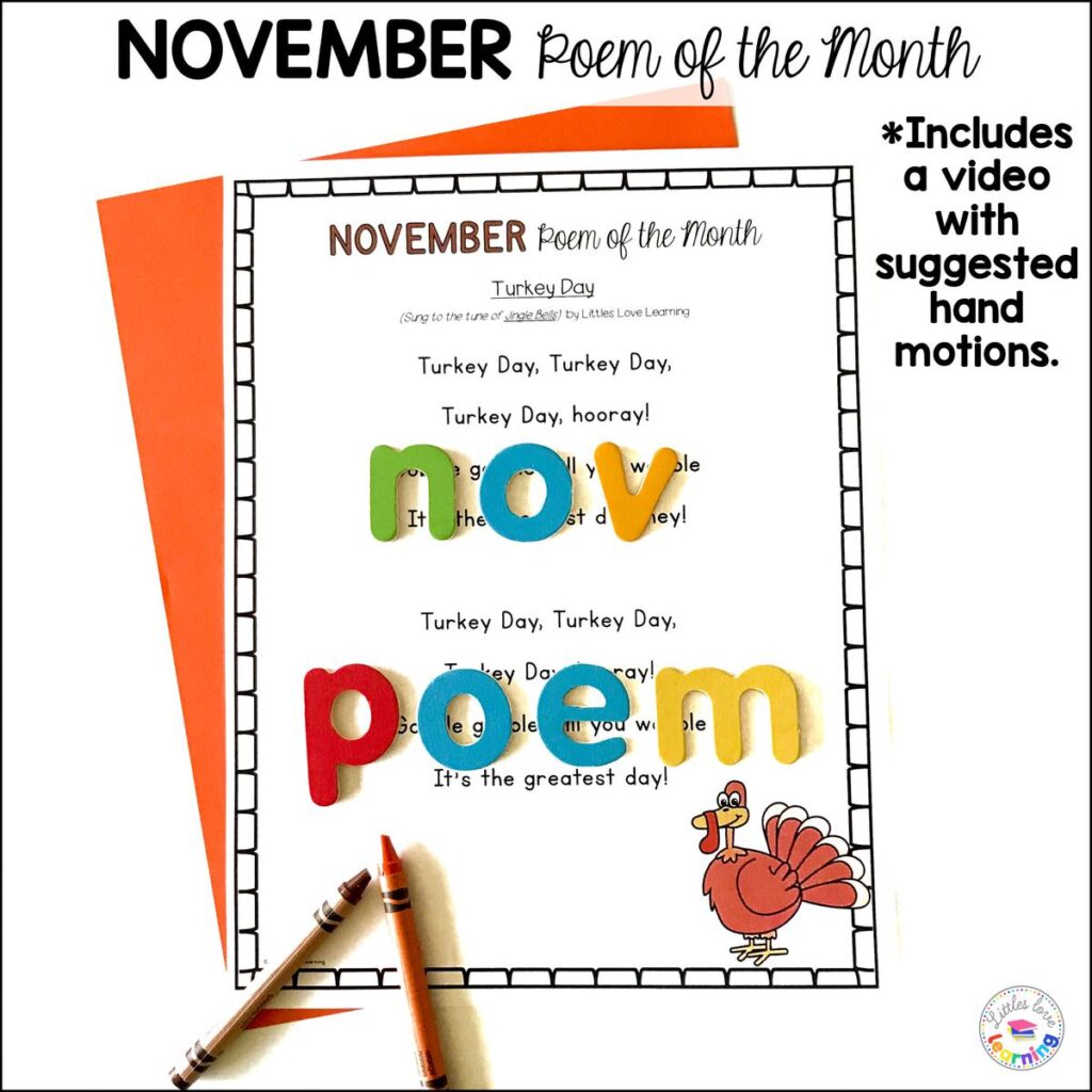 Poem of the Month Printables for Preschool, Pre-K, & Kindergarten