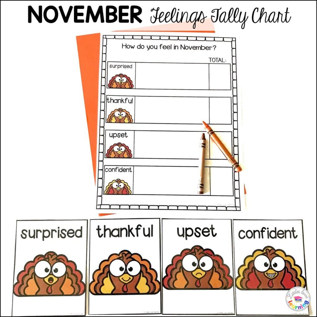Monthly Feeling Cards & Tally Charts for Preschool & Kindergarten
