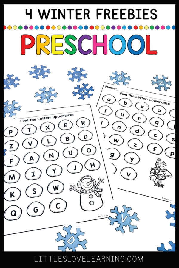 4 FREE Must-Have Winter Printables for Preschool (Math & Literacy)