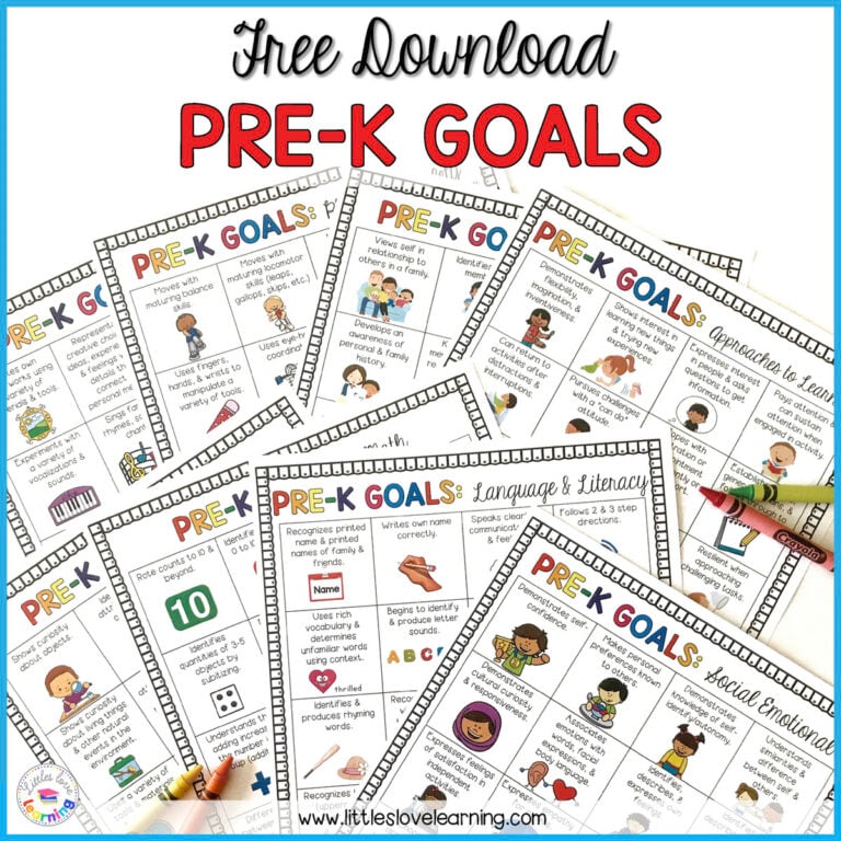 FREE Printable Pre-K Goals for Preschool Parents & Teachers