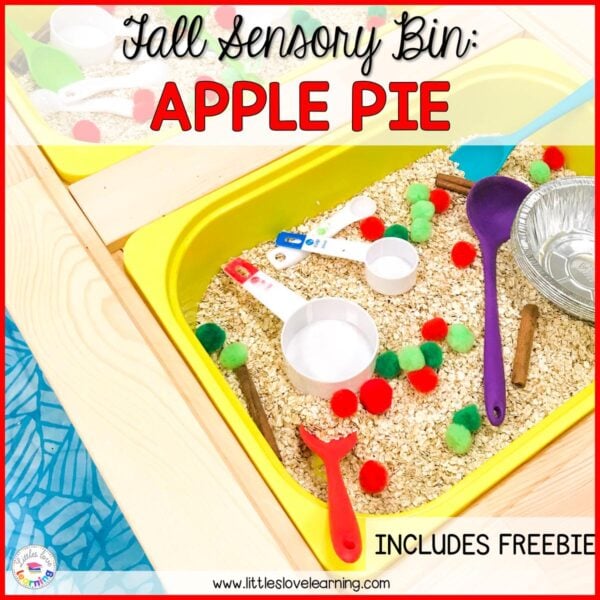 Preschoolers LOVE Playing With This Apple Pie Sensory Bin in the Fall