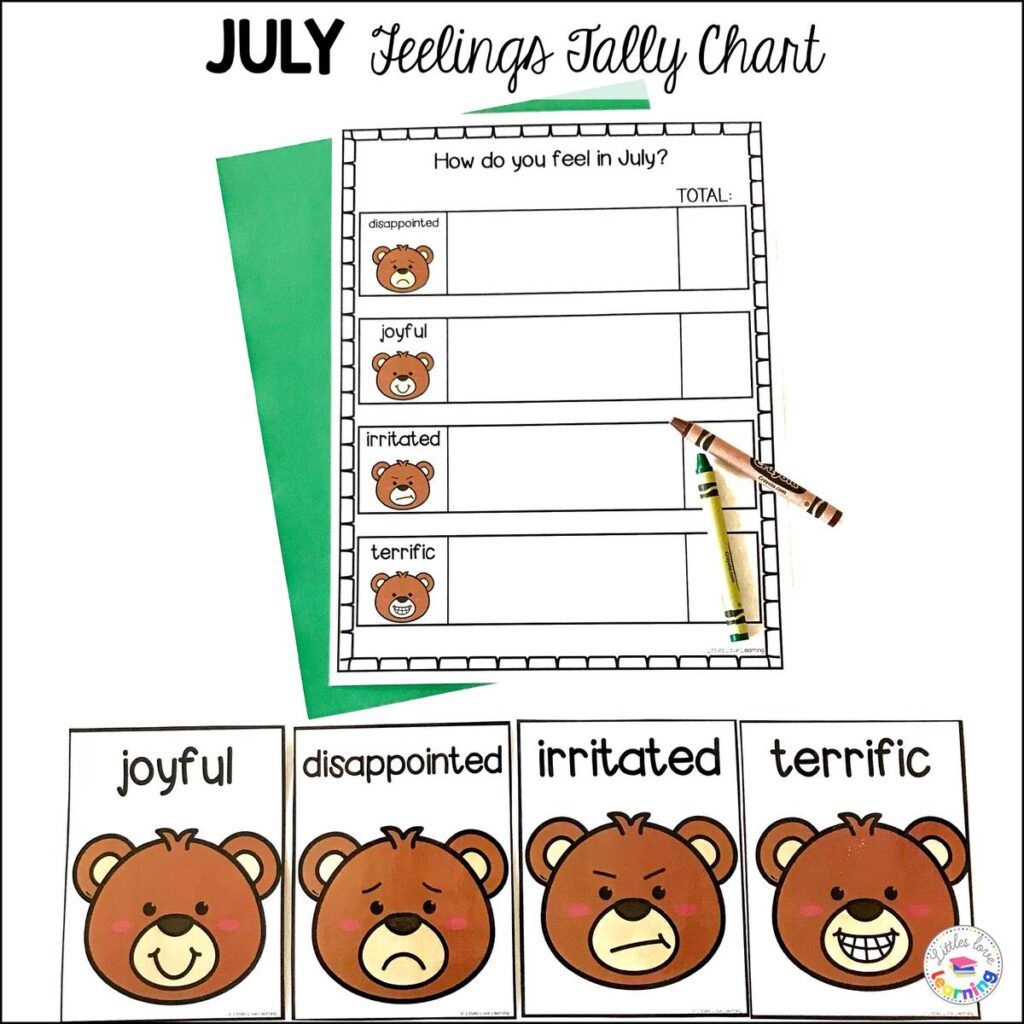 Monthly Feeling Cards & Tally Charts for Preschool & Kindergarten