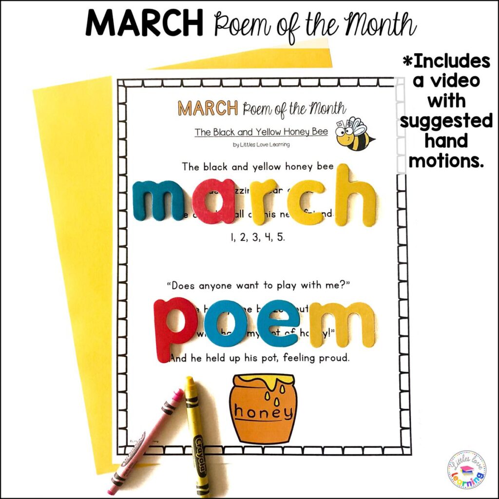 Poem of the Month Printables for Preschool, Pre-K, & Kindergarten