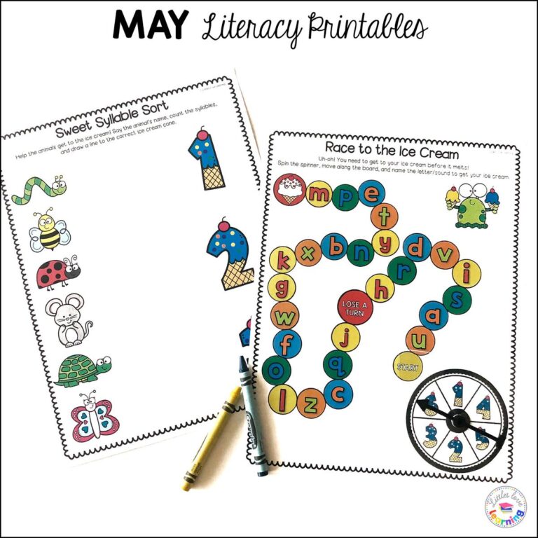 Printable Learning Pages for May (Preschool & Pre-K)