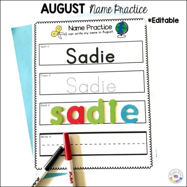 Editable Monthly Name Writing Printables for Preschool & Kindergarten