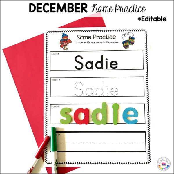 Editable Monthly Name Writing Printables for Preschool & Kindergarten