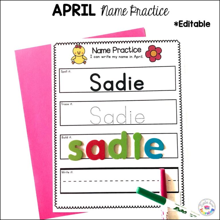 Editable Monthly Name Writing Printables for Preschool & Kindergarten