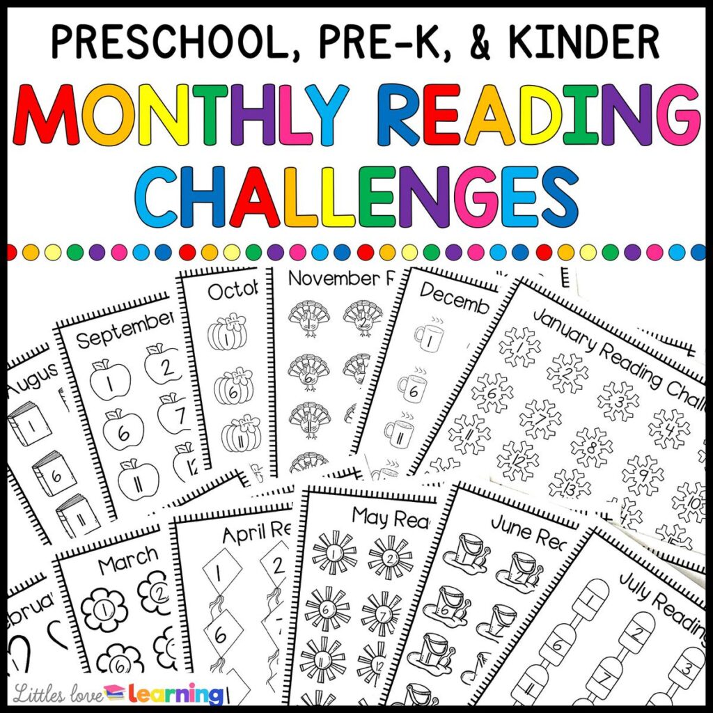 Monthly Reading Logs for Preschool, Pre-K, & Kindergarten