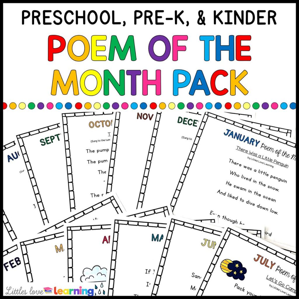 Poem of the Month Printables for Preschool, Pre-K, & Kindergarten