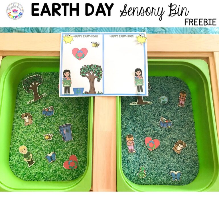 The Easiest Earth Day Sensory Bin for Preschoolers (+ a FREEBIE!)