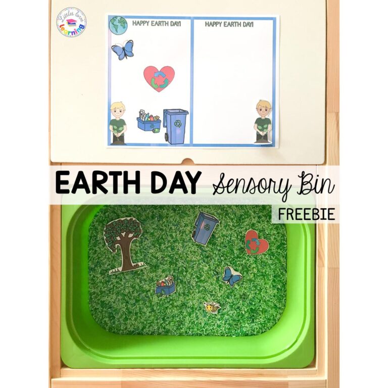 The Easiest Earth Day Sensory Bin for Preschoolers (+ a FREEBIE!)