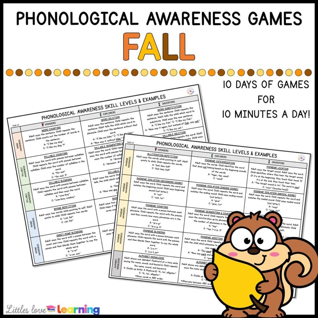 Fall Phonological Awareness Games | Preschool & Kindergarten