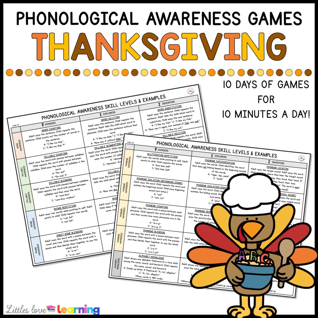 Thanksgiving Phonological Awareness Games | Pre-K & Kindergarten
