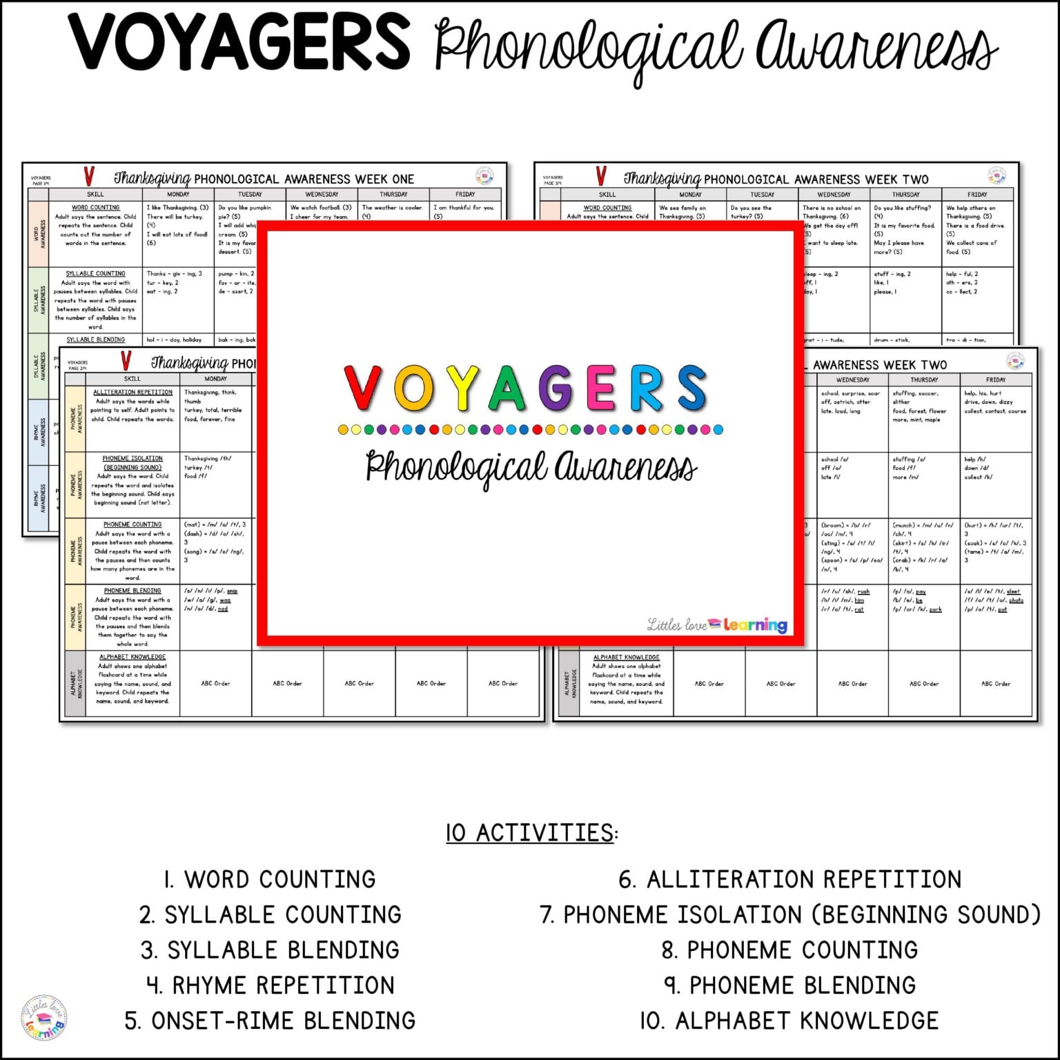 Thanksgiving Phonological Awareness Games | Pre-K & Kindergarten