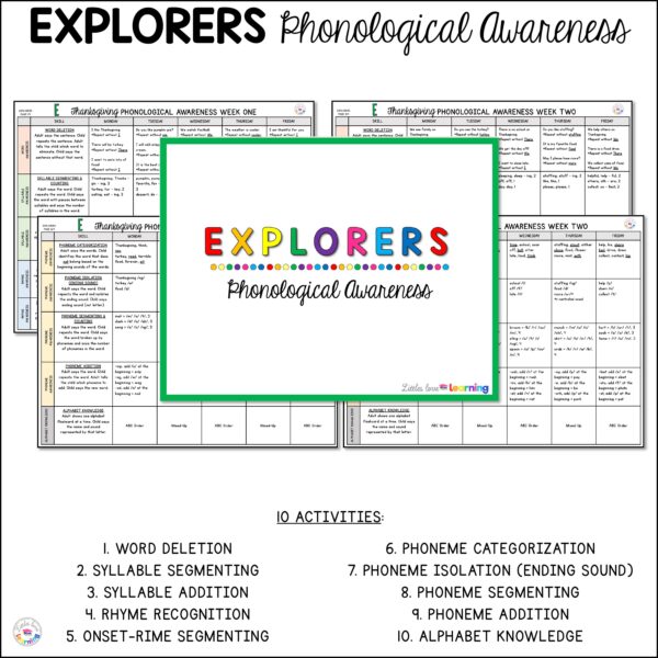 Thanksgiving Phonological Awareness Games | Pre-K & Kindergarten