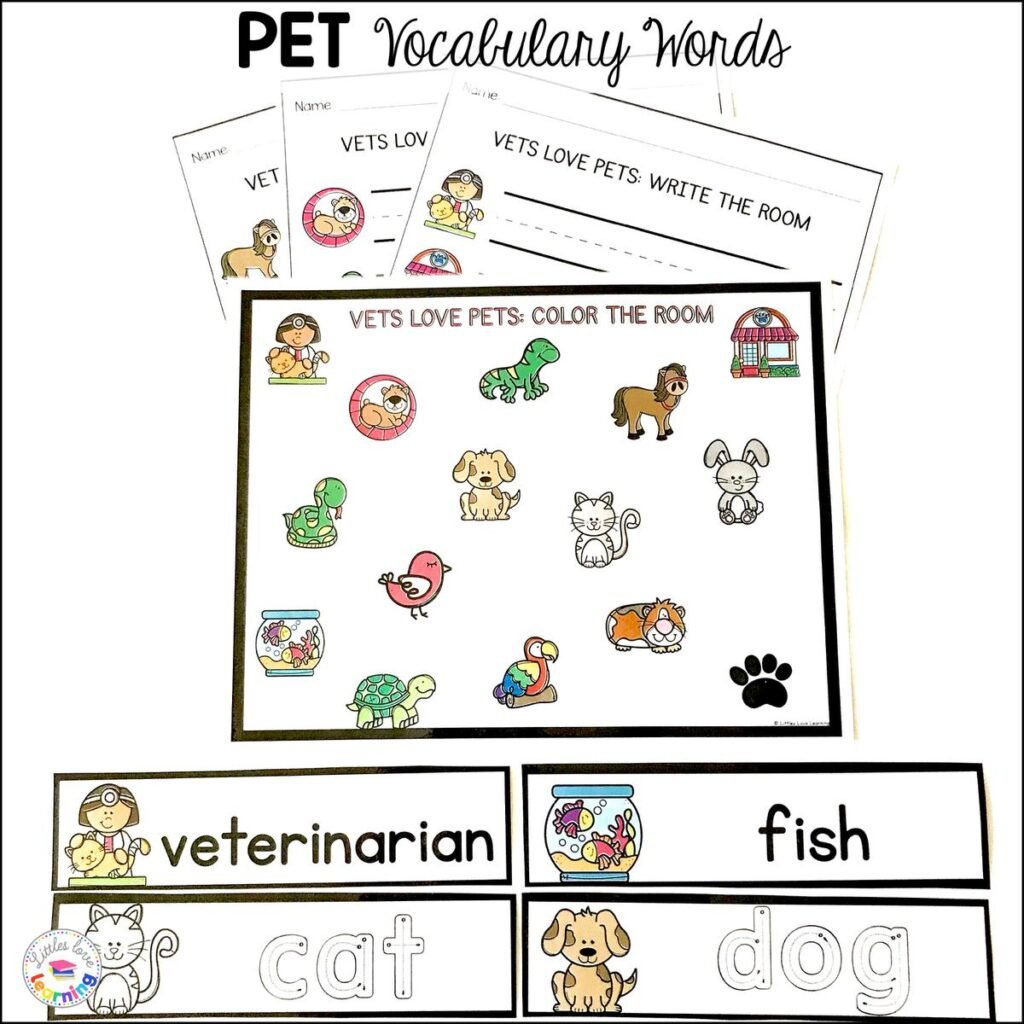 Vets Love Pets Preschool & Pre-K Math & Literacy Printables