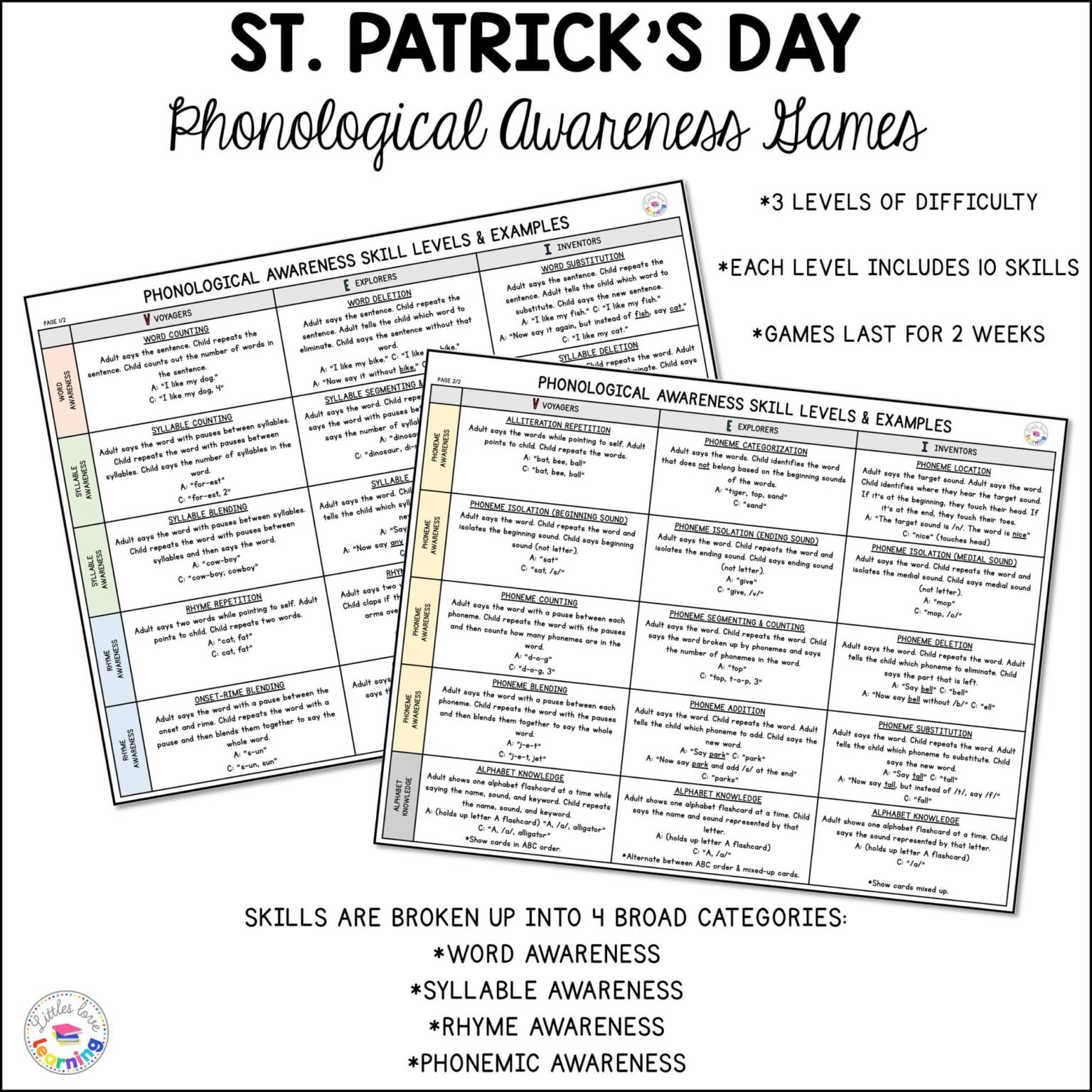 St. Patrick's Day Phonological Awareness Games | Pre-K & Kindergarten