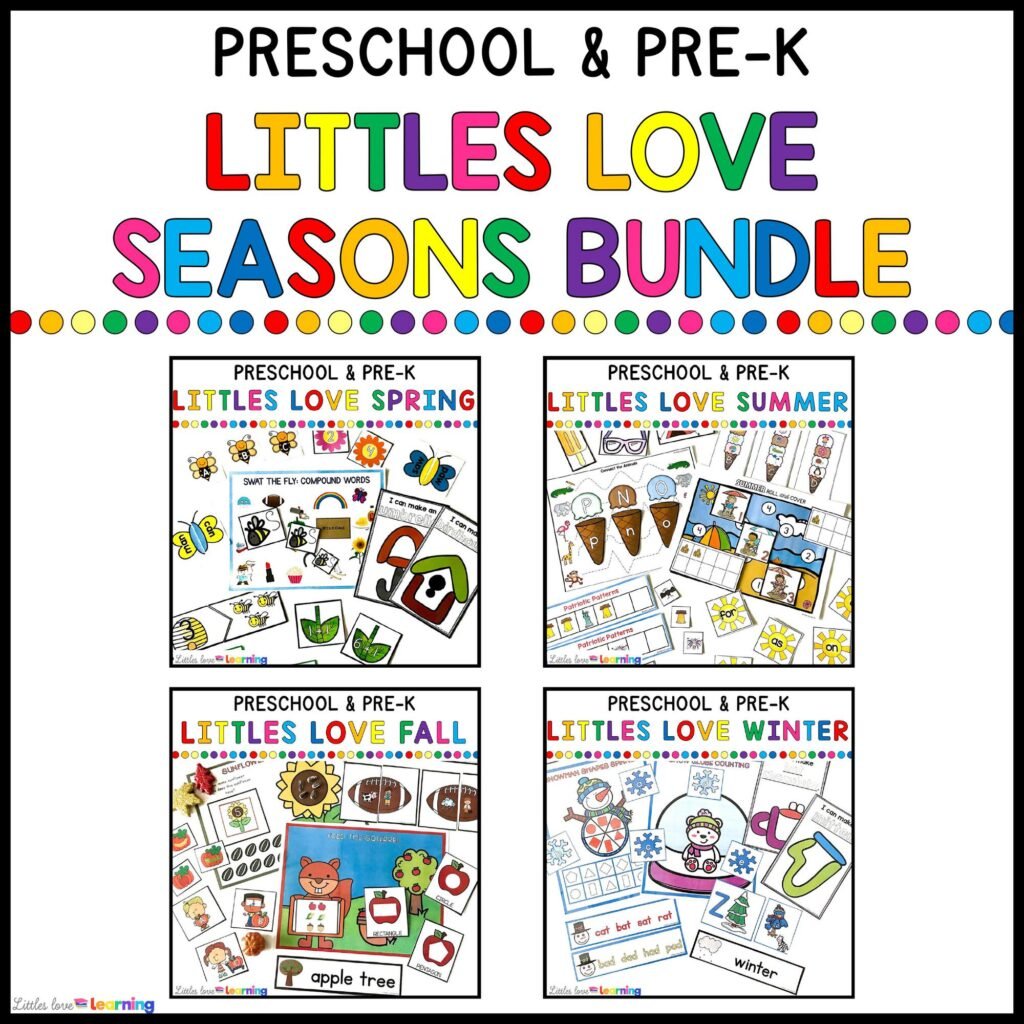 Littles Love Seasons: 4 Packs of Math & Literacy Activities for Preschool